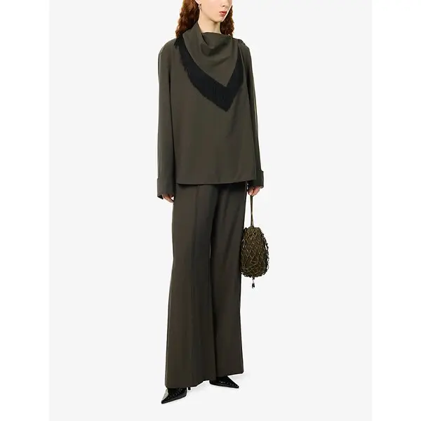 Camilla And Marc Una Drape Collar Fringe Woven Shirt
