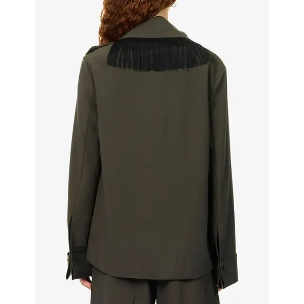 Camilla And Marc Una Drape Collar Fringe Woven Shirt