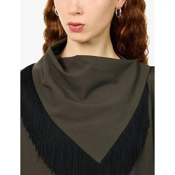 Camilla And Marc Una Drape Collar Fringe Woven Shirt