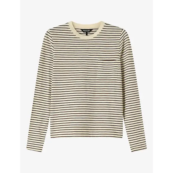 Whistles Striped Long-sleeve Cotton Top