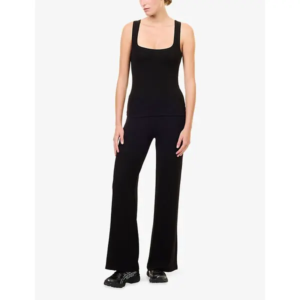 TALA 365 Rib Folded-waist Flared Jersey Trousers