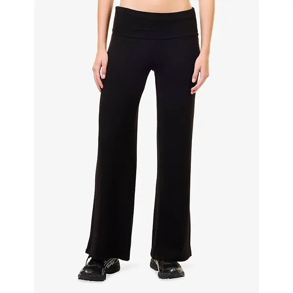 TALA 365 Rib Folded-waist Flared Jersey Trousers
