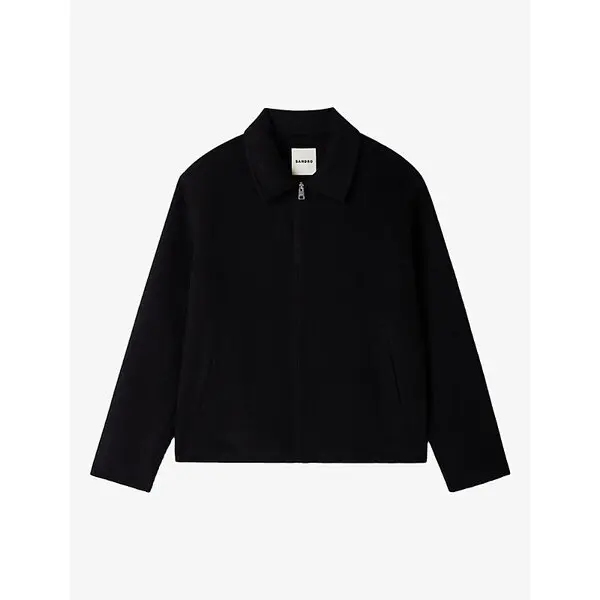 Sandro Collared Zip-up Wool -blend Jacket - Black