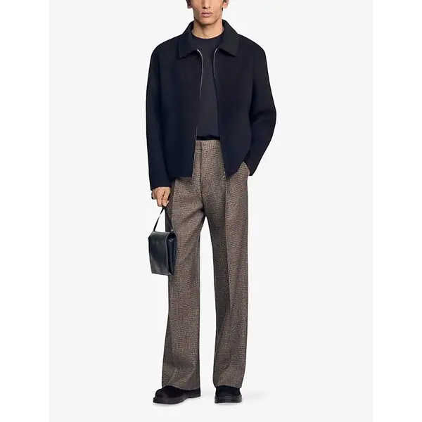 Sandro Collared Zip-up Wool -blend Jacket - Black