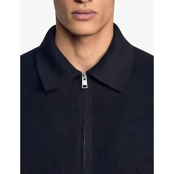 Sandro Collared Zip-up Wool -blend Jacket - Black