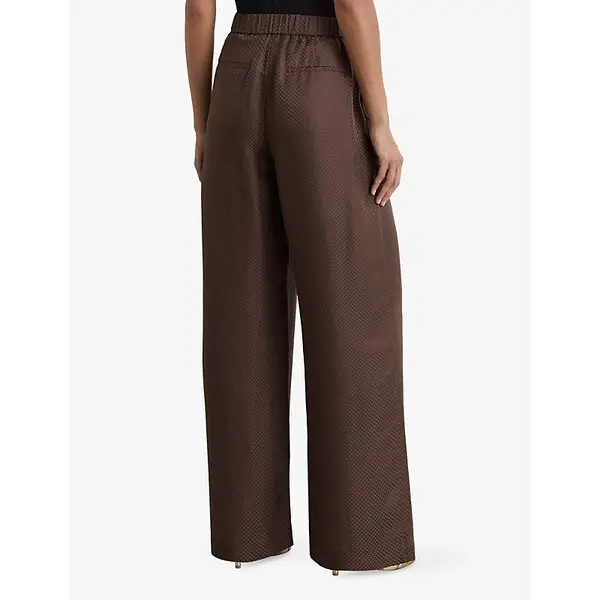 REISS Aliana Drawstring-waist Wide-leg Silk Trousers