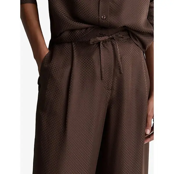 REISS Aliana Drawstring-waist Wide-leg Silk Trousers