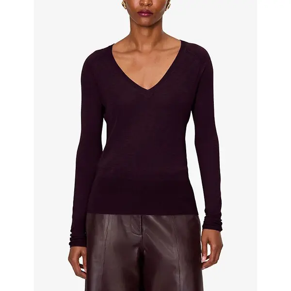 JOSEPH Cetus Cashair V-neck Cashmere Top