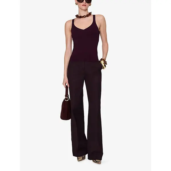 JOSEPH Joann Compact Milano Woven Tank Top - Mahogany