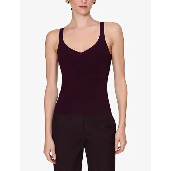 JOSEPH Joann Compact Milano Woven Tank Top - Mahogany