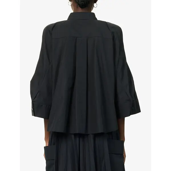Sacai Oversize Cropped Cotton-blend Shirt
