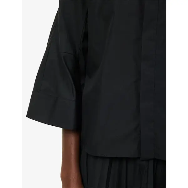 Sacai Oversize Cropped Cotton-blend Shirt