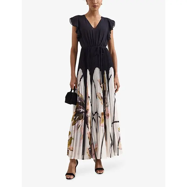 PHASE EIGHT Uma Pleated-skirt Woven Maxi Dress