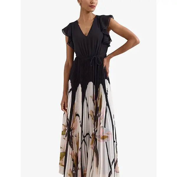 PHASE EIGHT Uma Pleated-skirt Woven Maxi Dress