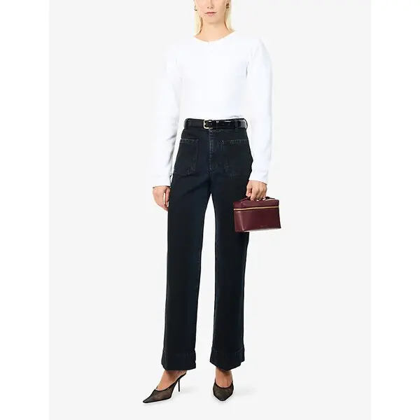 Victoria Beckham Hazel Ribbed Long-sleeve Cotton Top - White