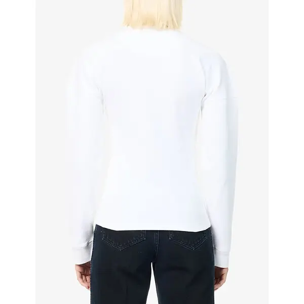 Victoria Beckham Hazel Ribbed Long-sleeve Cotton Top - White