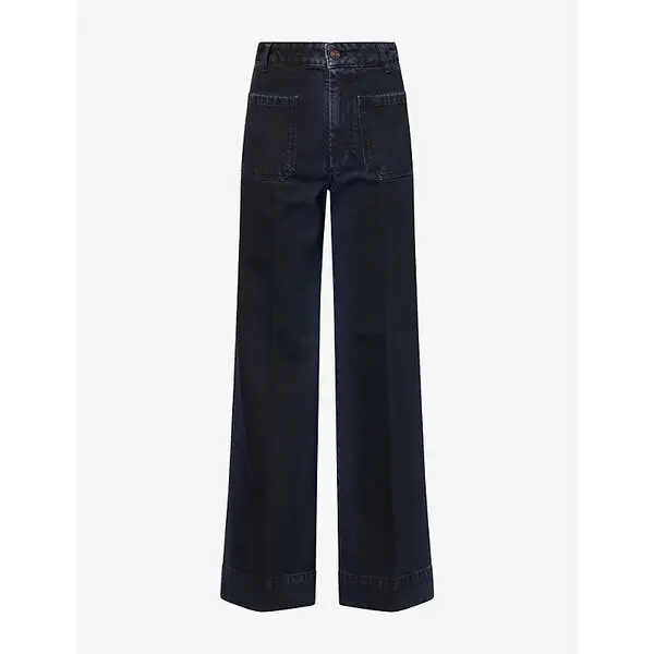 Victoria Beckham Alina Wide-leg Cotton Denim Jeans - Ink Blue