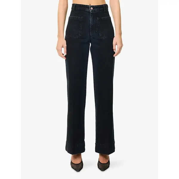 Victoria Beckham Alina Wide-leg Cotton Denim Jeans - Ink Blue