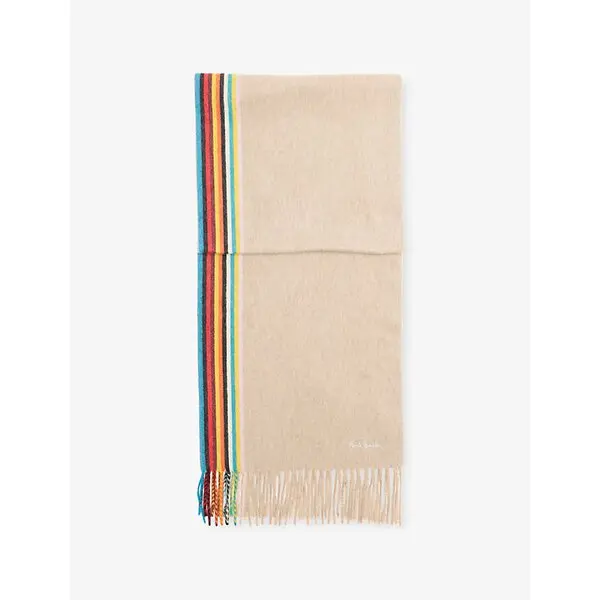 Paul Smith Signature Stripe Edge Cashmere Scarf - Brown