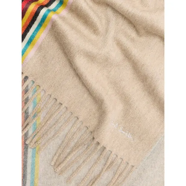 Paul Smith Signature Stripe Edge Cashmere Scarf - Brown