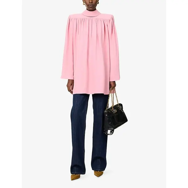 Valentino Garavani Draped High-neck Silk Top