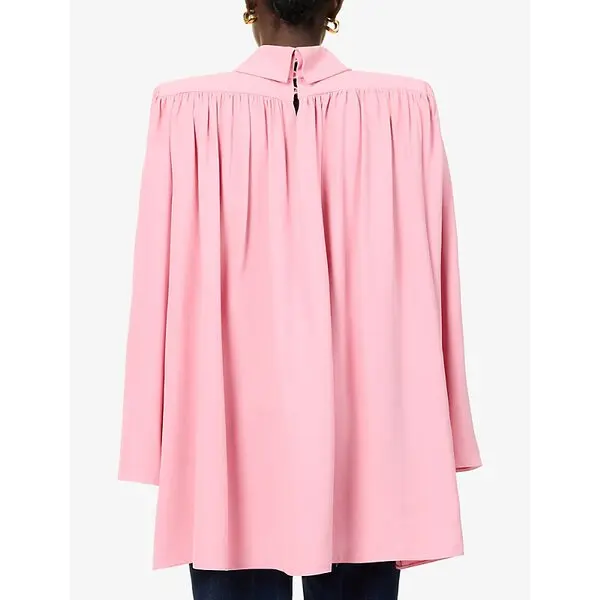 Valentino Garavani Draped High-neck Silk Top