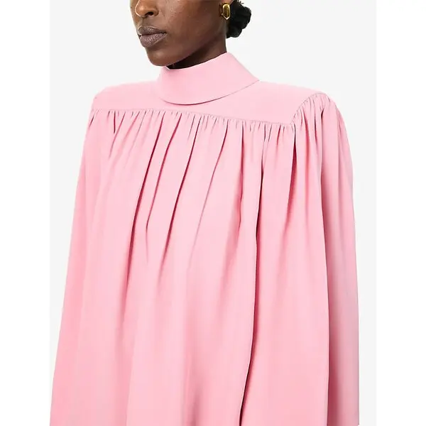 Valentino Garavani Draped High-neck Silk Top