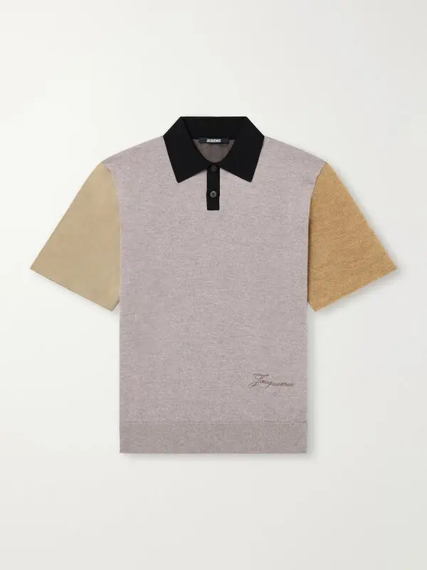 Jacquemus Merino Wool-blend Polo Shirt - Gray