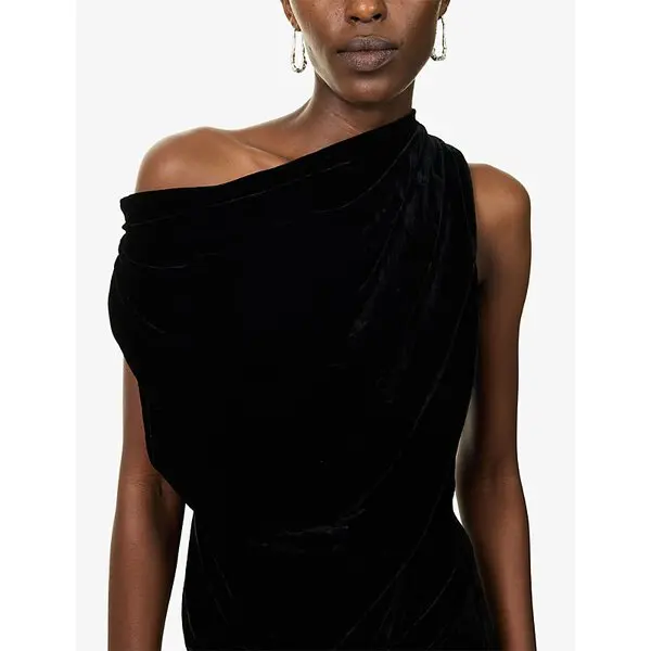 Rick Owens Strutter Draped Velvet Maxi Dress