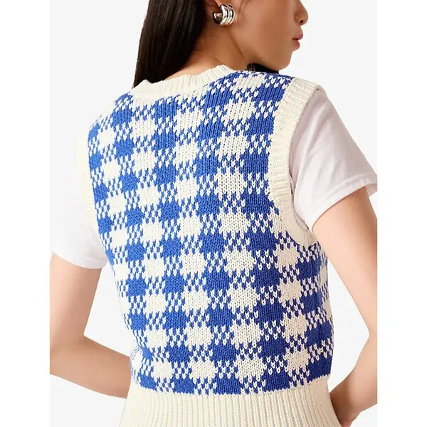 OMNES Bob Checked Cotton Knit Vest