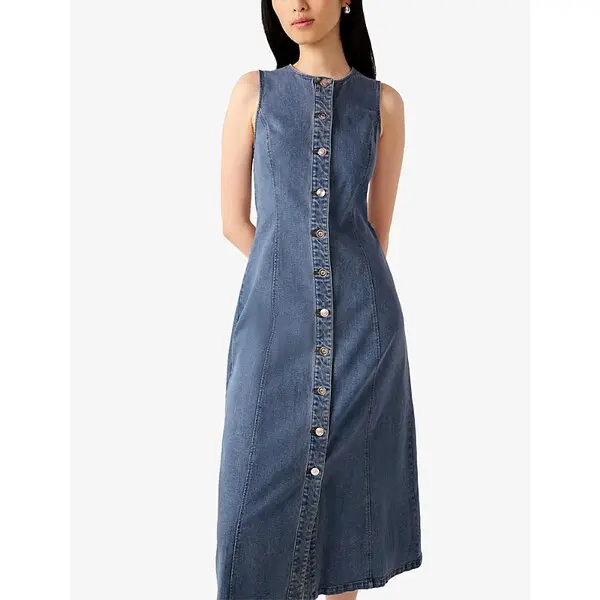 OMNES Carter Cotton-stetch Denim Midi Dress