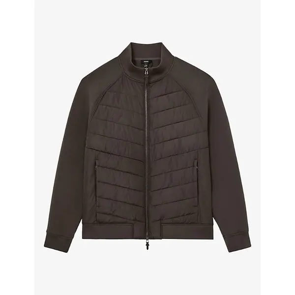 REISS Calvorn Hybrid Quilted-body Cotton-blend Jacket