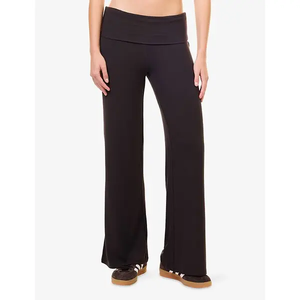 TALA 365 Rib Folded-waist Flared Jersey Trousers