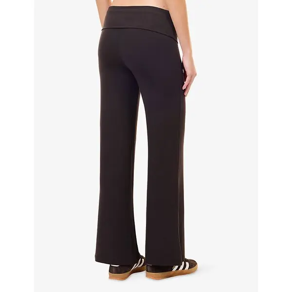 TALA 365 Rib Folded-waist Flared Jersey Trousers