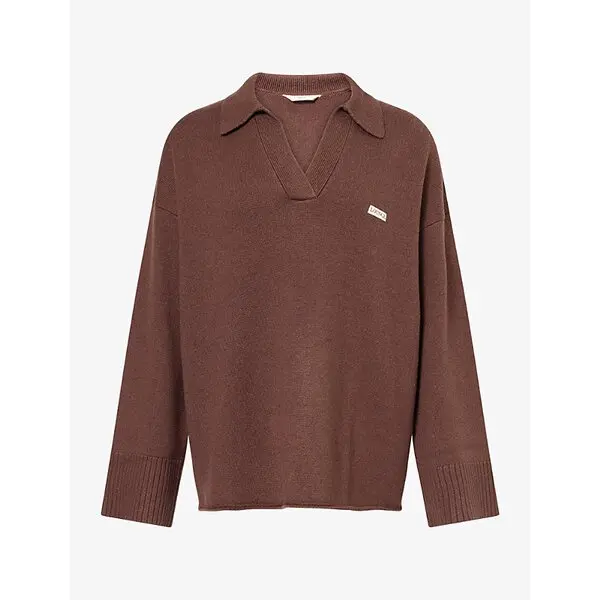 Lounge Half-placket Oversized Wool-blend Jumper - Chocolate