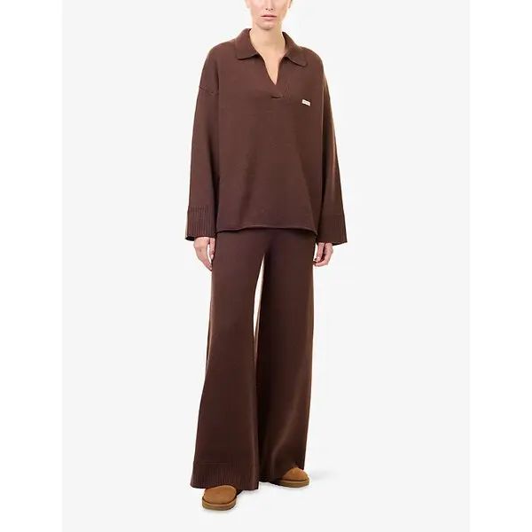 Lounge Half-placket Oversized Wool-blend Jumper - Chocolate