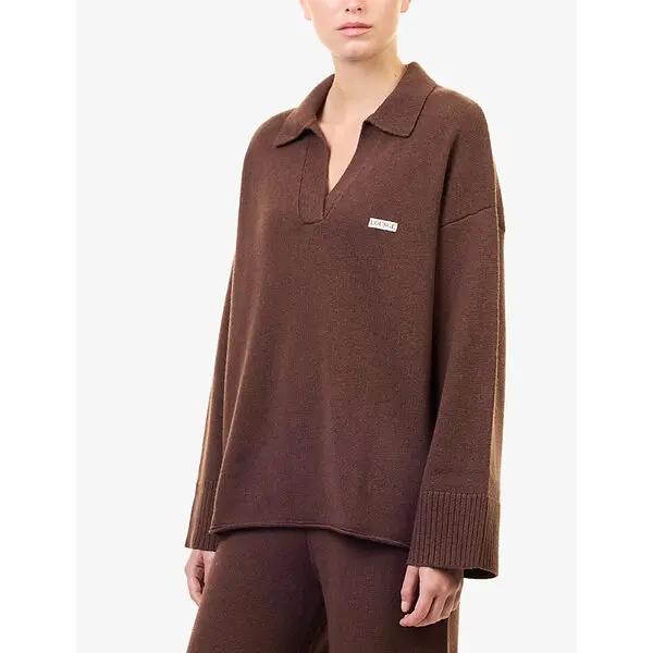 Lounge Half-placket Oversized Wool-blend Jumper - Chocolate