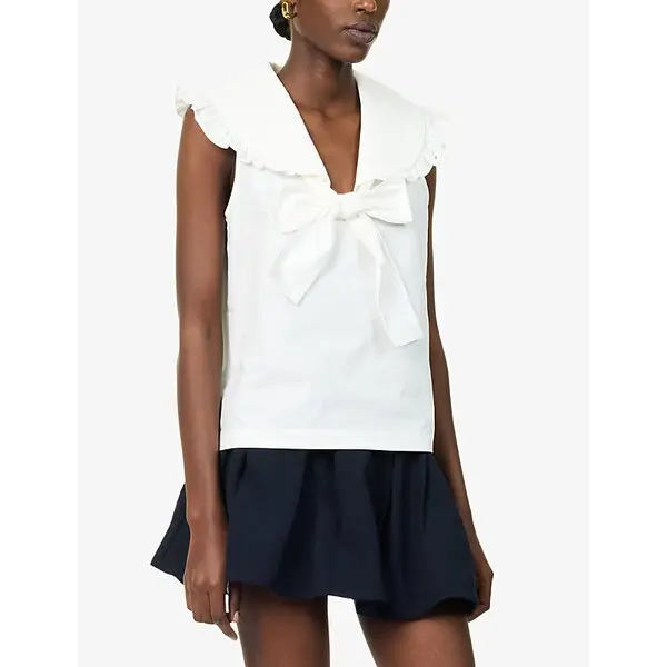 SHUSHU/TONG Frilled-collar Sleeveless Cotton Blouse