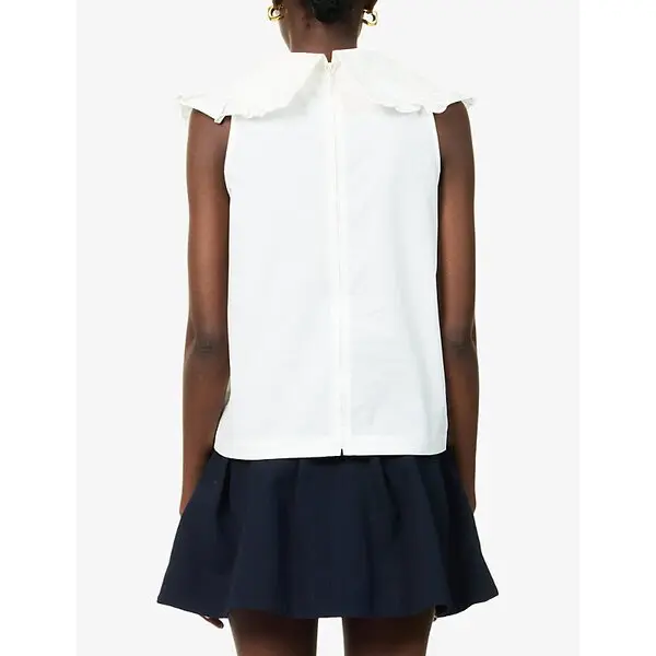 SHUSHU/TONG Frilled-collar Sleeveless Cotton Blouse