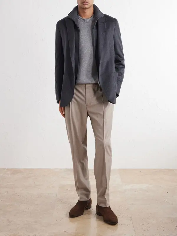 Zegna Straight-leg Wool, Cashmere And Silk-blend Trousers