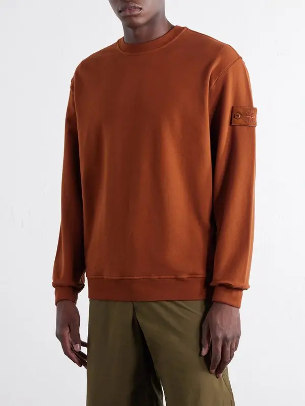 Stone Island Ghost Garment-dyed Stretch-cotton Jersey Sweatshirt