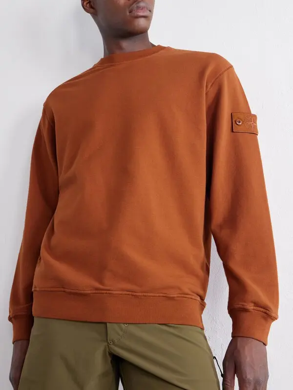 Stone Island Ghost Garment-dyed Stretch-cotton Jersey Sweatshirt
