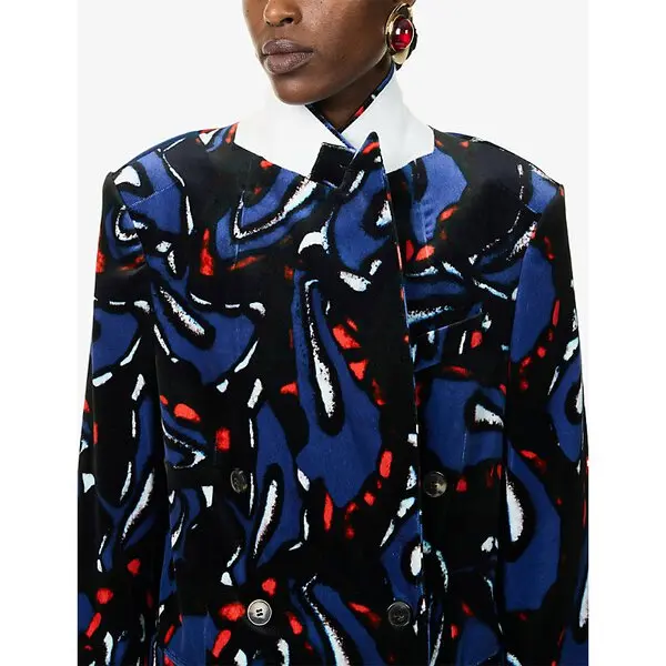 Dries Van Noten Graphic-print Longline Cotton-velvet Coat