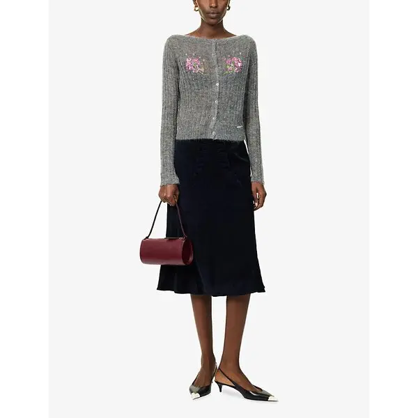 SHUSHU/TONG Floral Bead-embellished Wool-blend Cardigan