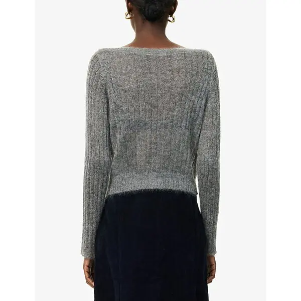 SHUSHU/TONG Floral Bead-embellished Wool-blend Cardigan