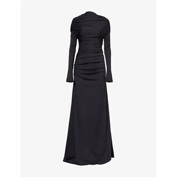 Victoria Beckham Gathered-detail Shoulder Drape Woven Gown