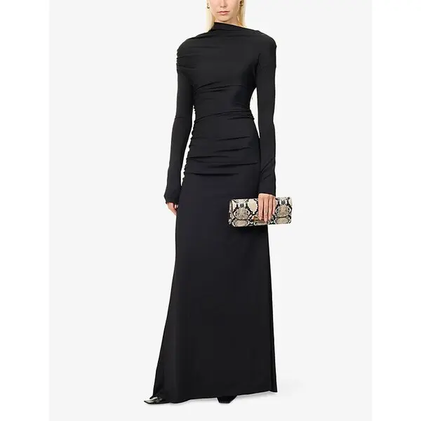 Victoria Beckham Gathered-detail Shoulder Drape Woven Gown