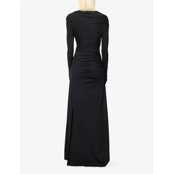 Victoria Beckham Gathered-detail Shoulder Drape Woven Gown