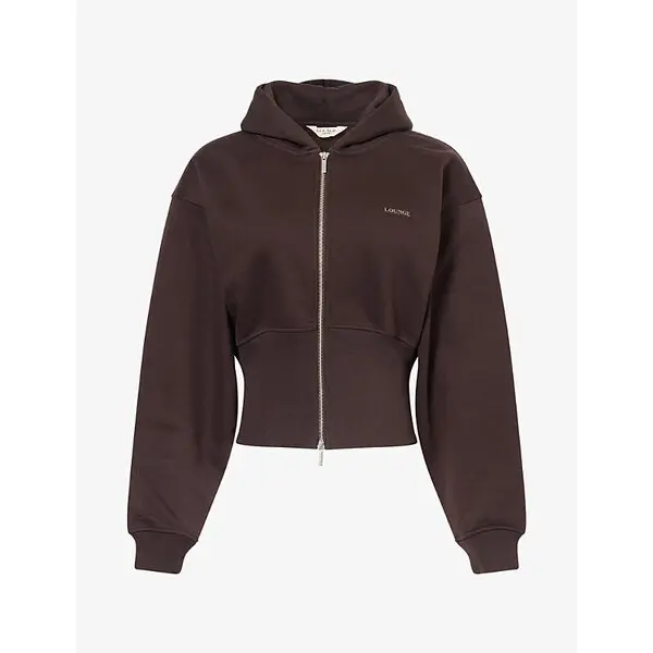 Lounge Zip-up Fitted-waist Cotton-blend Hoody - Dark Chocolate