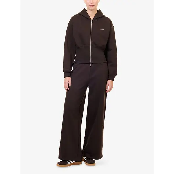 Lounge Zip-up Fitted-waist Cotton-blend Hoody - Dark Chocolate
